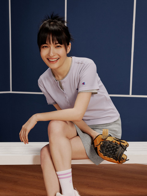 Champion Champion Short Sleeve T-shirt Women's Waffle Summer Embroidery Hot Girls Slim Snap ...