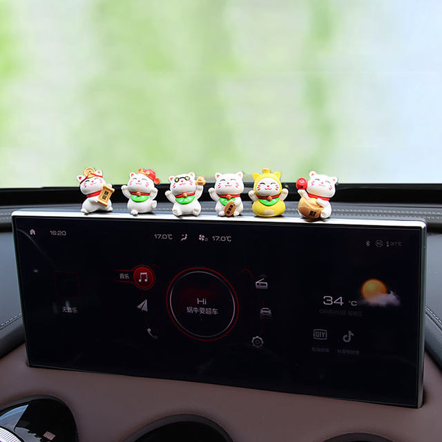 2024 New Cute Lucky Cat Car Ornaments Car Center Console Screen Lapa ...