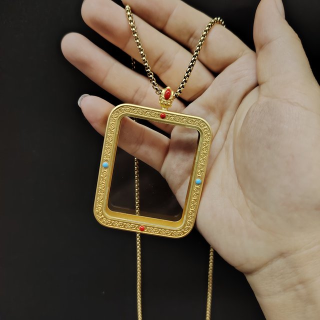 Copper gold-plated square thangka box, double-sided high-end hand ...