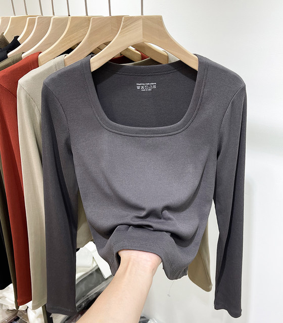Long -sleeved T -shirt Female Short Autumn 2023 New Fillet Fang ...