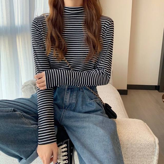 Spring and Autumn 2023 new inner bottom shirt for women's half-high ...