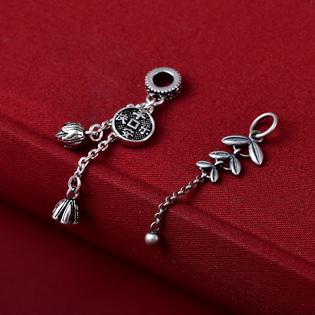 Zhen Anshun S999 Pure Silver 925 Silver Tassel Chain DIY Jewelry Tail Chain Button Head ...