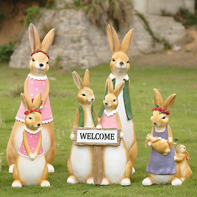 Outdoor garden garden garden garden large resin rabbit garden landscape ...