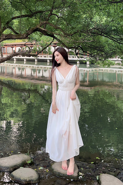 nicky {30% off for a limited time} white sleeveless high-waisted dress ...