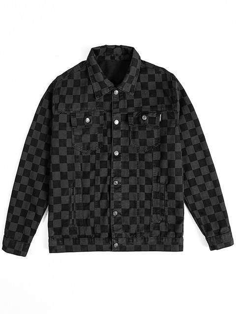 American high street jacket men's spring and autumn casual loose chess ...