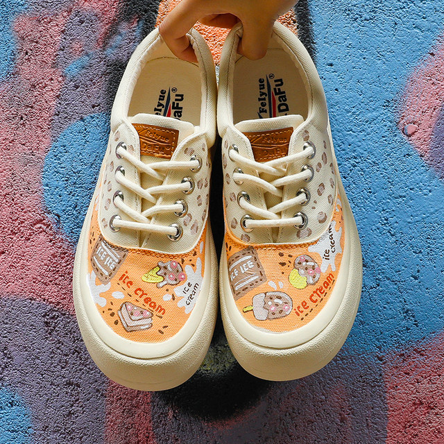 Dafu Feiyue hand-painted shoes, versatile thick soles, heightening ...