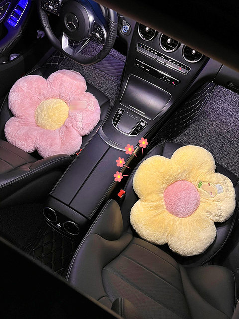 New flower car waist lumbar protection driver seat cartoon cute waist ...