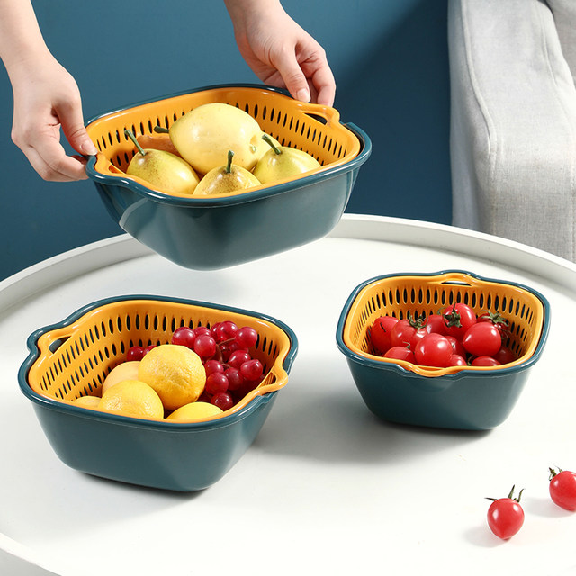 Washing pot drainage basket kitchen multifunctional fruit plate double ...