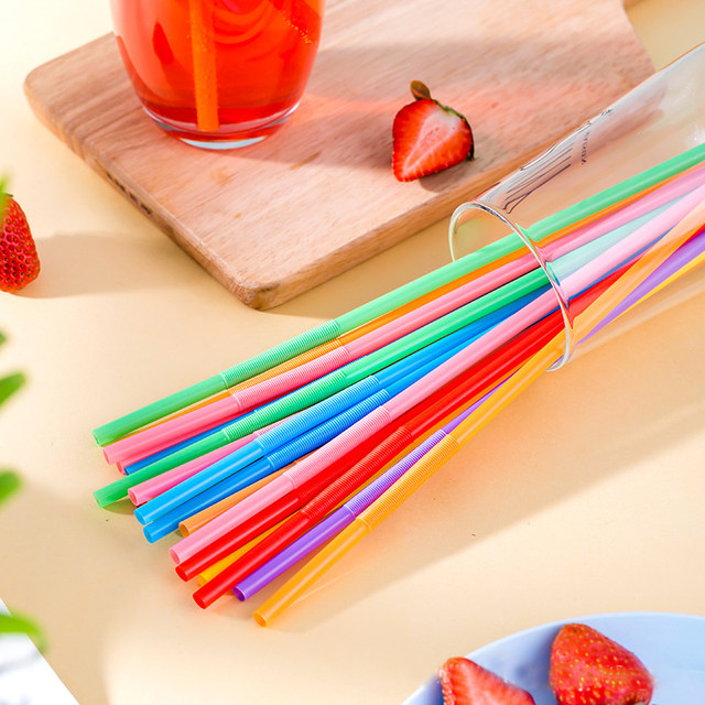 Independent packaging art long straw straws one -time bending color ...