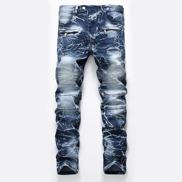 Ripped Panel Jeans European and American men's clothing autumn denim ...