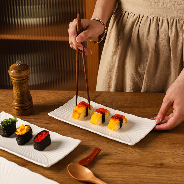 Shedi Simple white rectangular long plate ceramic dim sum, Western ...