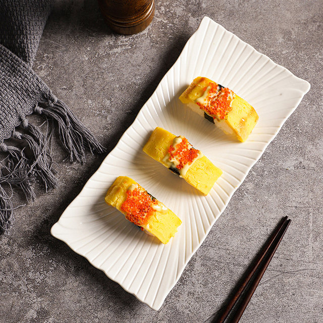 Shedi Simple white rectangular long plate ceramic dim sum, Western ...
