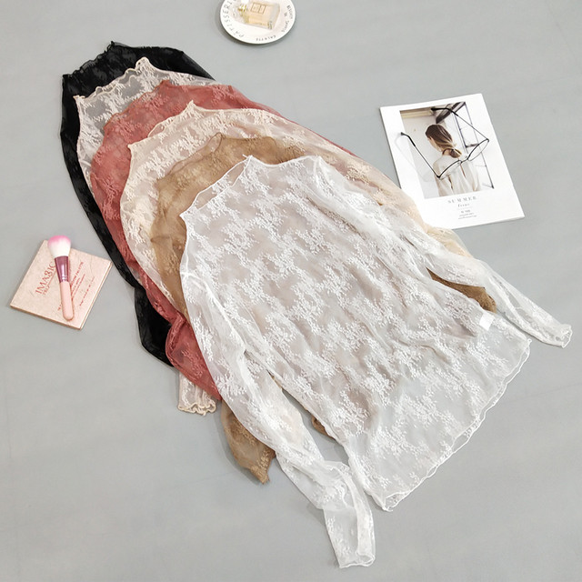 Fashion high -necked lace bottoming shirt 2023 new foreign shirt sexy ...