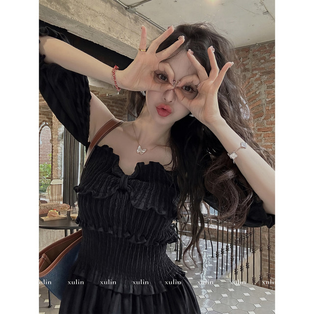 Xu Lin mini French tea break dark pattern Hepburn style high-end ...