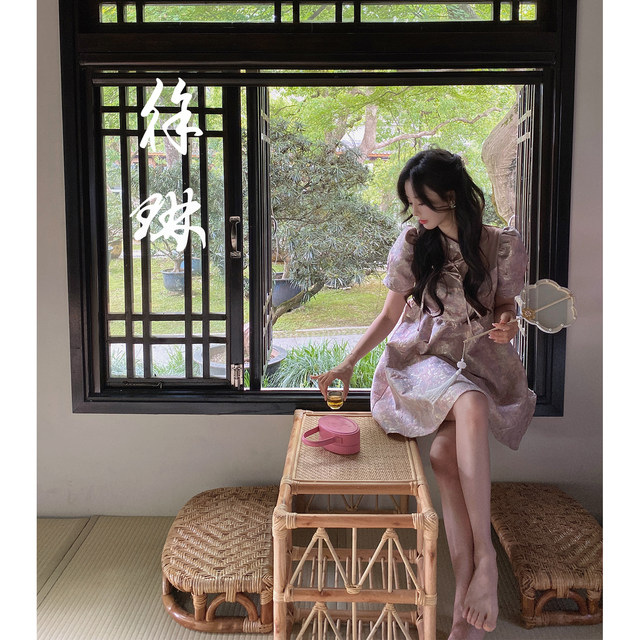 Xu Lin mini strappy jacquard dress fashionable 2024 new female niche ...