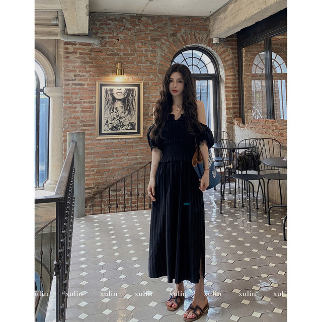 Xu Lin mini French tea break dark pattern Hepburn style high-end ...