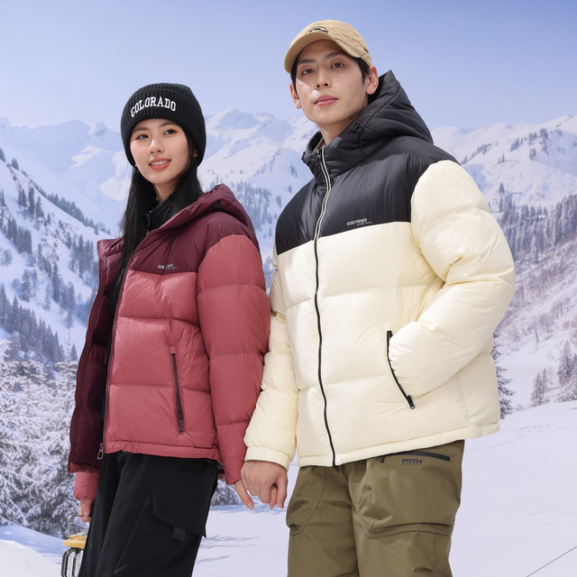 Snow in Snow 2024 Winter New Men and Female Couples Short Hooded Plugs ...