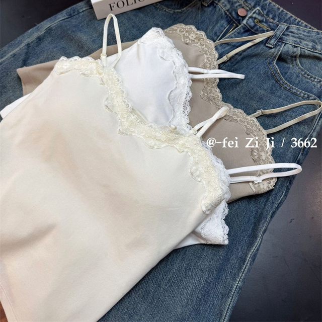 One-length strapless lace-edged beautiful back strap vest with chest ...