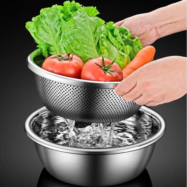Stainless steel drain basket kitchen basin kitchen household fruit ...