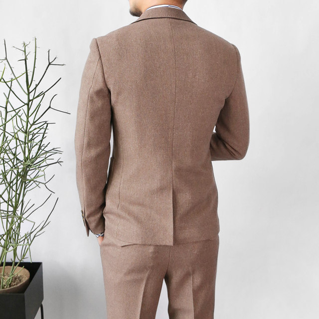 Vertebrate Men's Korean Style Bean Paste Red Fashion Slim Suit Spring ...