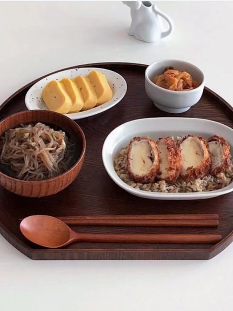 Ooshep wooden Japanese tray household tray ins tableware set one person ...