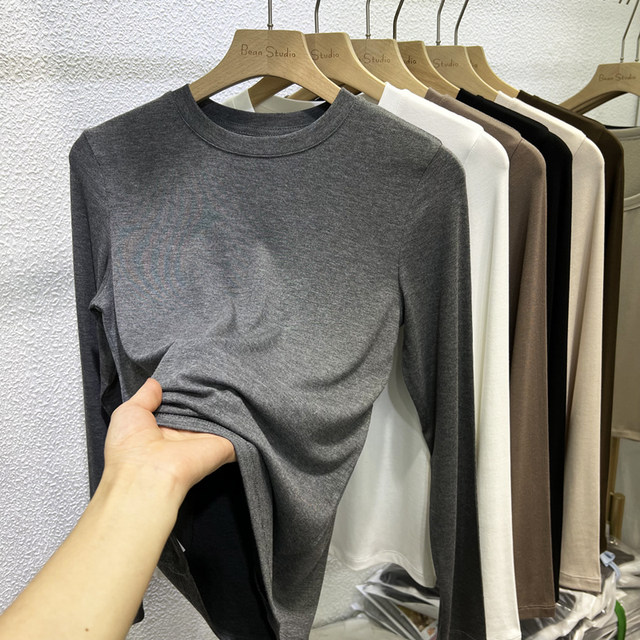 2025 autumn and winter new small round neck modal mask long sleeve T ...