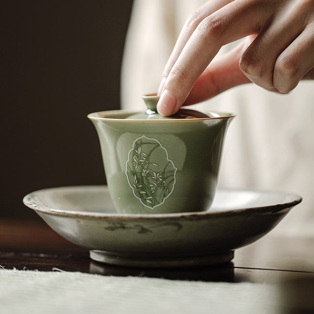 Self -denied tea art covered bowl handmade tea bowl retro single kung ...