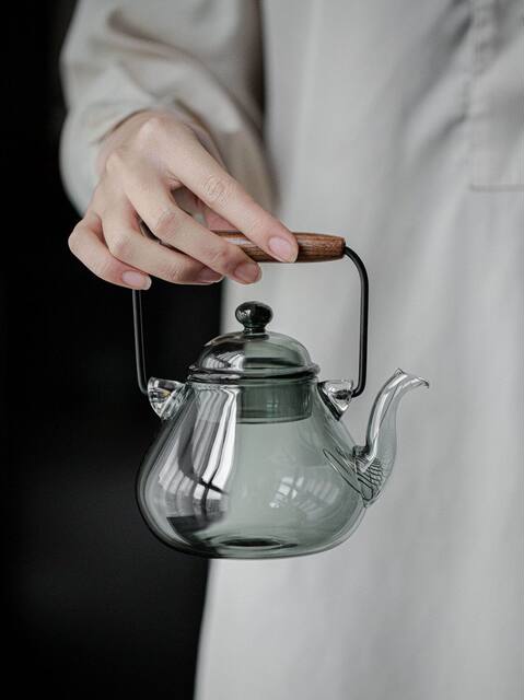 Qinghuan丨Transparent black pear-shaped ebony glass handle kettle ...