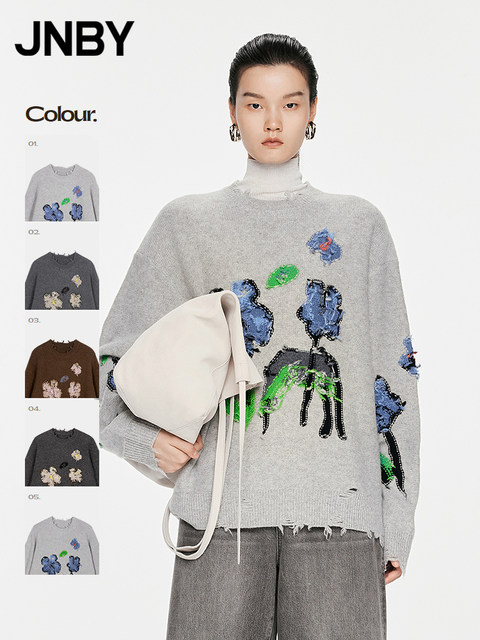 JNBY/Jiangnan Buyi Spring and Autumn Knitted Sweater Crochet Flower ...