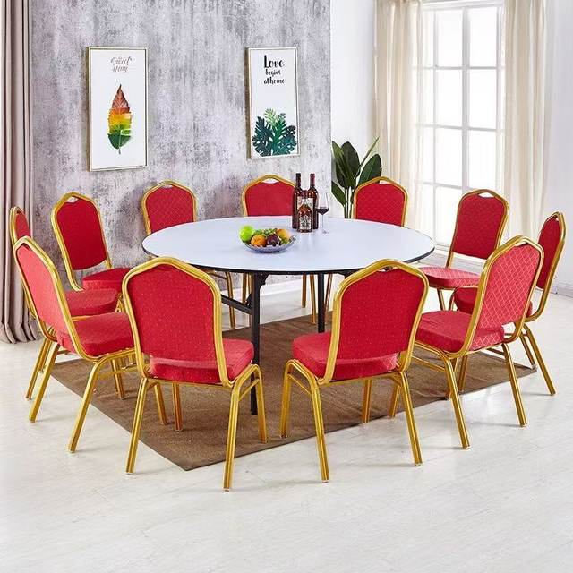 Household folding table dining table hotel glass turntable simple ...