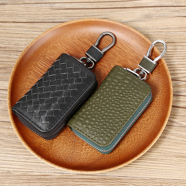 Car key bag men's leather key lock bag personalized zipper leather ...