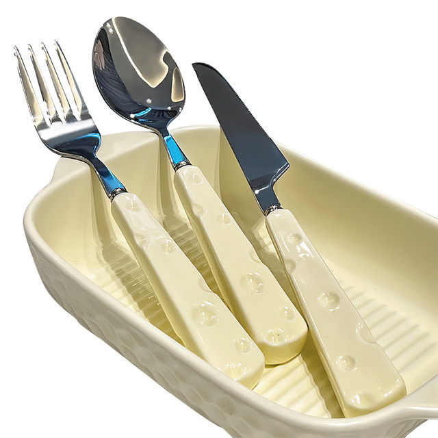 Light luxury high-end stainless steel steak dinner plate knife and fork ...