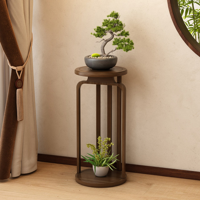 Chinese solid wood flower rack living room vase rack floor-standing ...