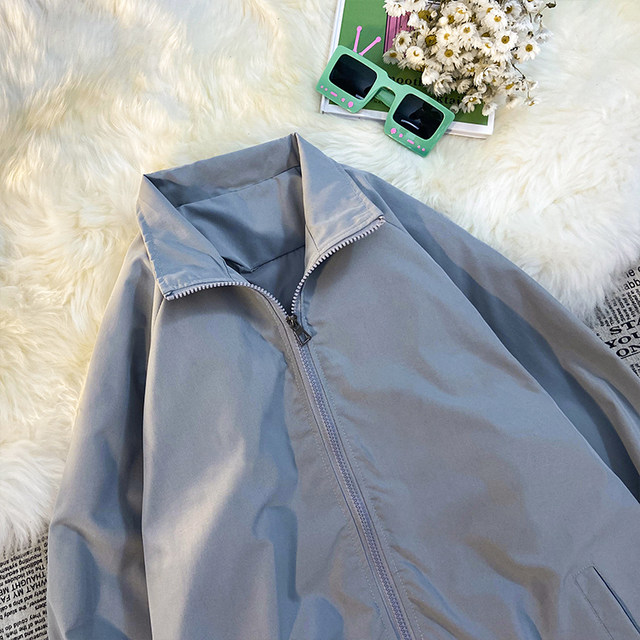 Solid color jacket men 2022 new spring and autumn thin section loose ...