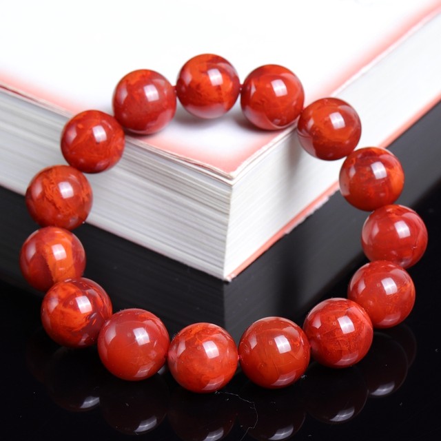 Natural flame pattern south red agate bracelet flame red single -circle ...