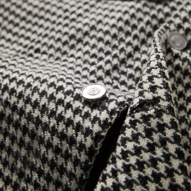 PEACEBIRD Men's Houndstooth Jacket Winter Woolen Jacket Fashion Short ...