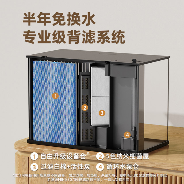 Lao Yujiang ultra-white glass smart fish tank desktop living room small ...