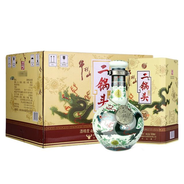 Niulan Mountain Erguotou Treasure 30 Green Dragon 46 degrees, 30 -year fragrant liquor 500ml*6 ...