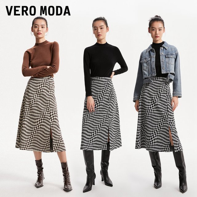 Veromoda half skirt autumn and winter high street geometric pattern in ...