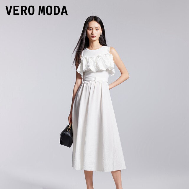 A a Veromoda dress 2024 Early autumn new round neck A -type big skirt long skirt tube top can be ...