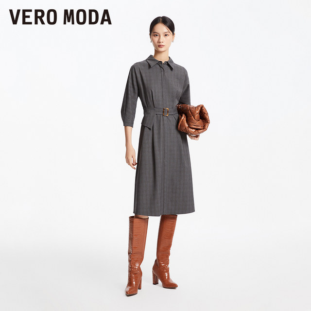 Lingzhi VeroModa Dress 2024 Autumn and Winter New Elegant Commuting Intelligent Three-quarter ...