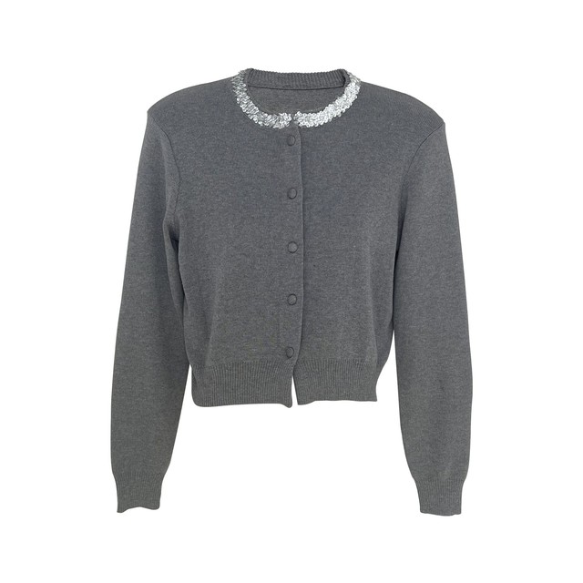 MADEINOST winter sweater cardigan celebrity style chic neckline sequin ...