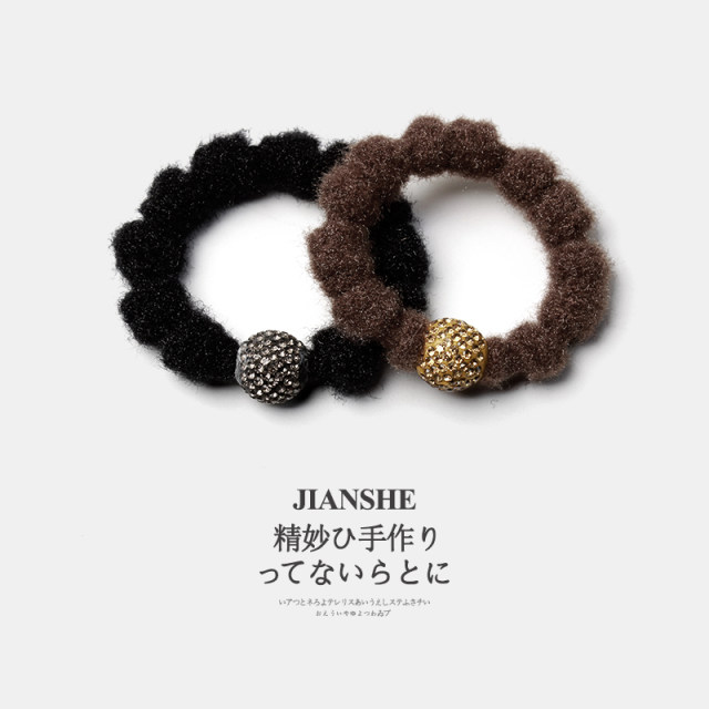 Autumn and winter Maillard color plush hair tie, high elasticity, light ...