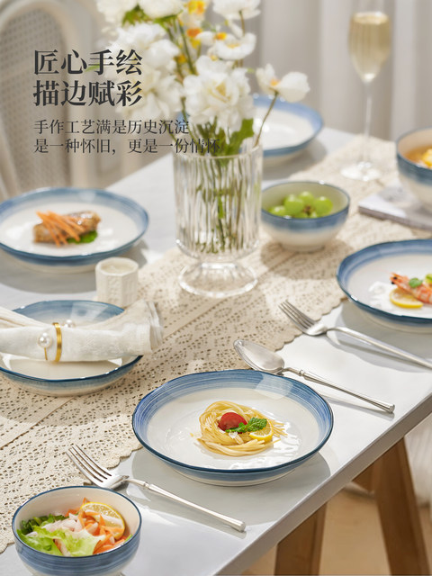 Underglaze colored plates household dish tray 2025 new ceramic dishes ...