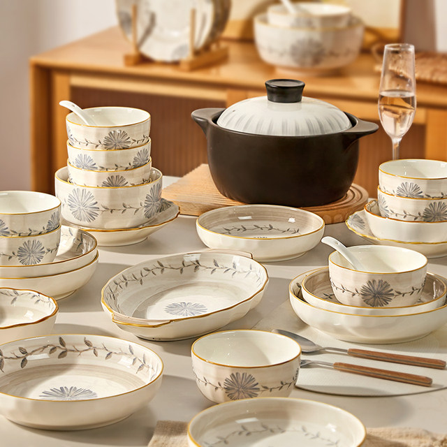 Chinese dish set household 2024 new bowls, plates, chopsticks, Japanese ...