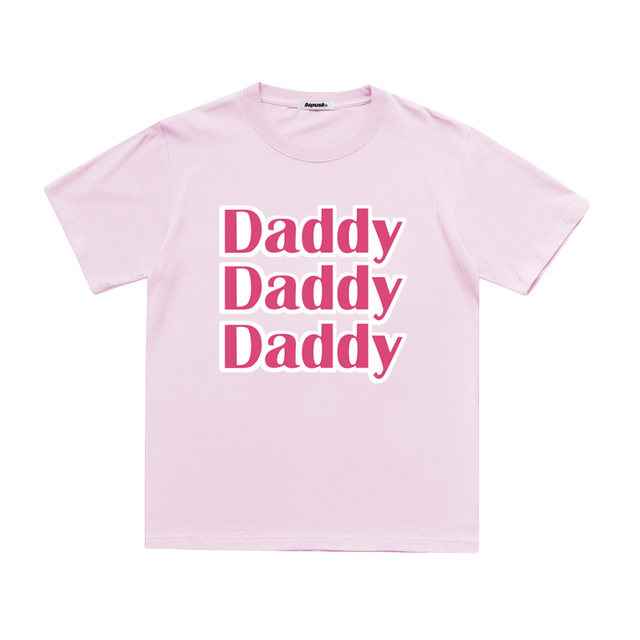 daddy top pink printed loose silhouette large size solid color black ...
