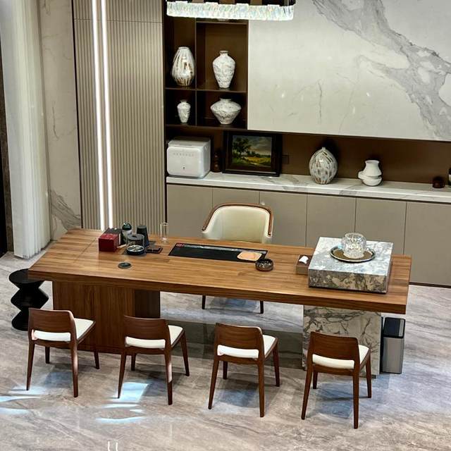 2025 new office new Chinese-style solid wood modern light luxury rock ...