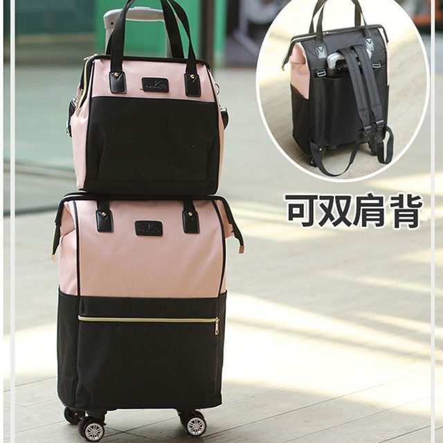 Hand-operated backpack, universal wheel, pull rod, carryable and ...