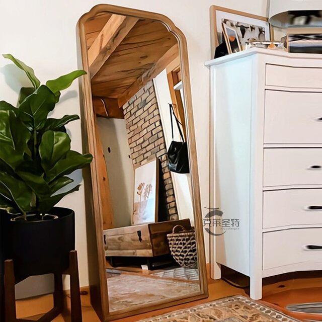 French Retro Mirror Ins-Style Full-Length Mirror Wall-Mounted Bedroom ...