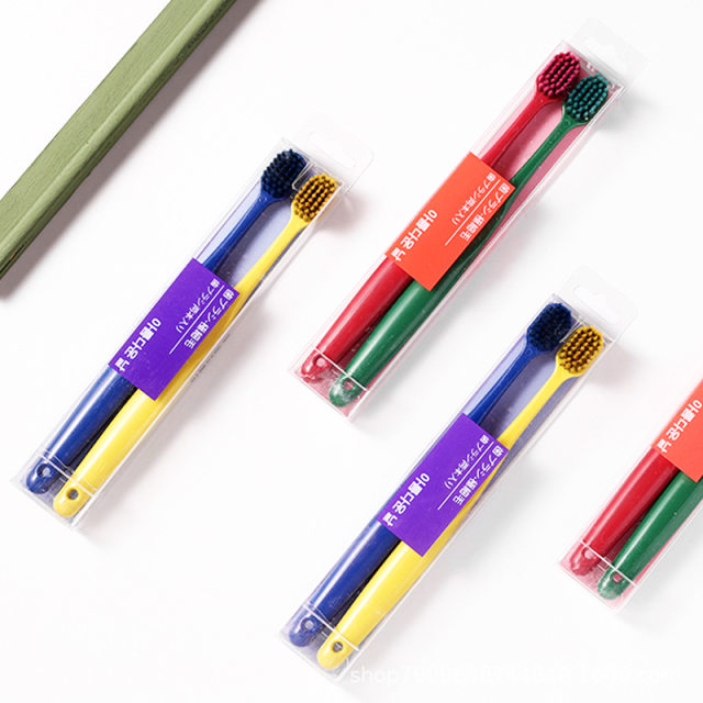 Wide-head toothbrush with soft bristles for adult Japanese men and ...